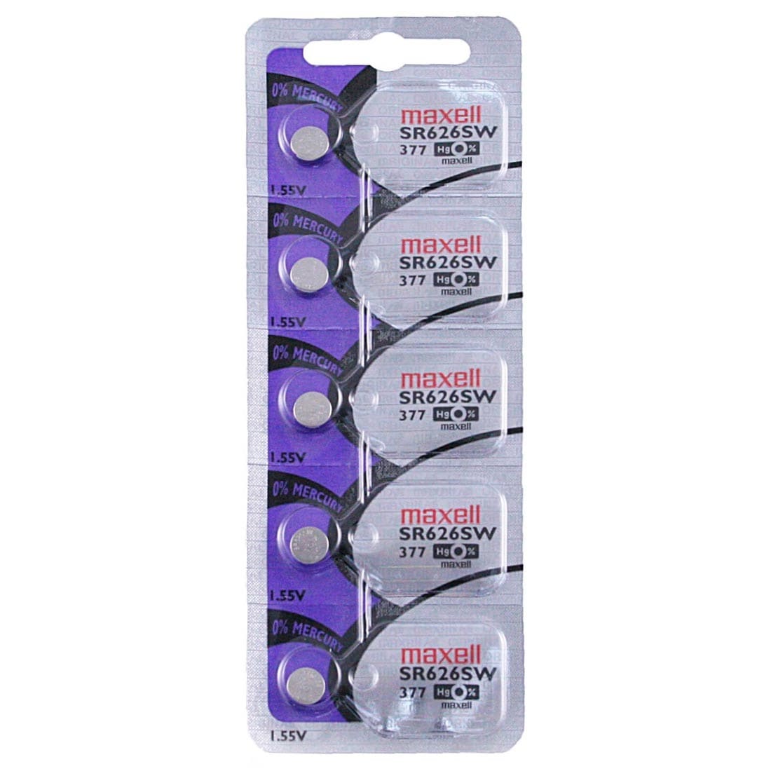 Maxell Watch Battery SR626SW 377 5PCS Tearstrip ( Pack of 5 Batteries ...